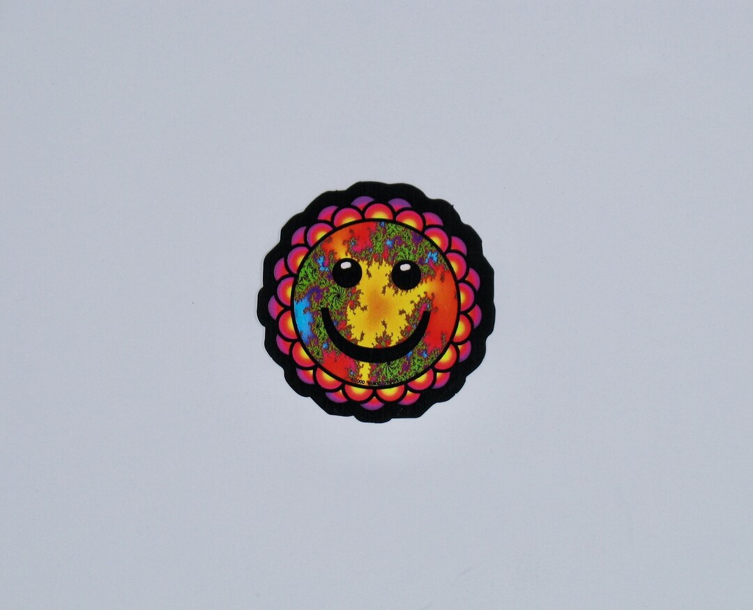 Psychedelic Smiley Face, Neon Sticker, Acid Flower Decal, 90s 00s Y2K LSD Heat Pattern - Etsy