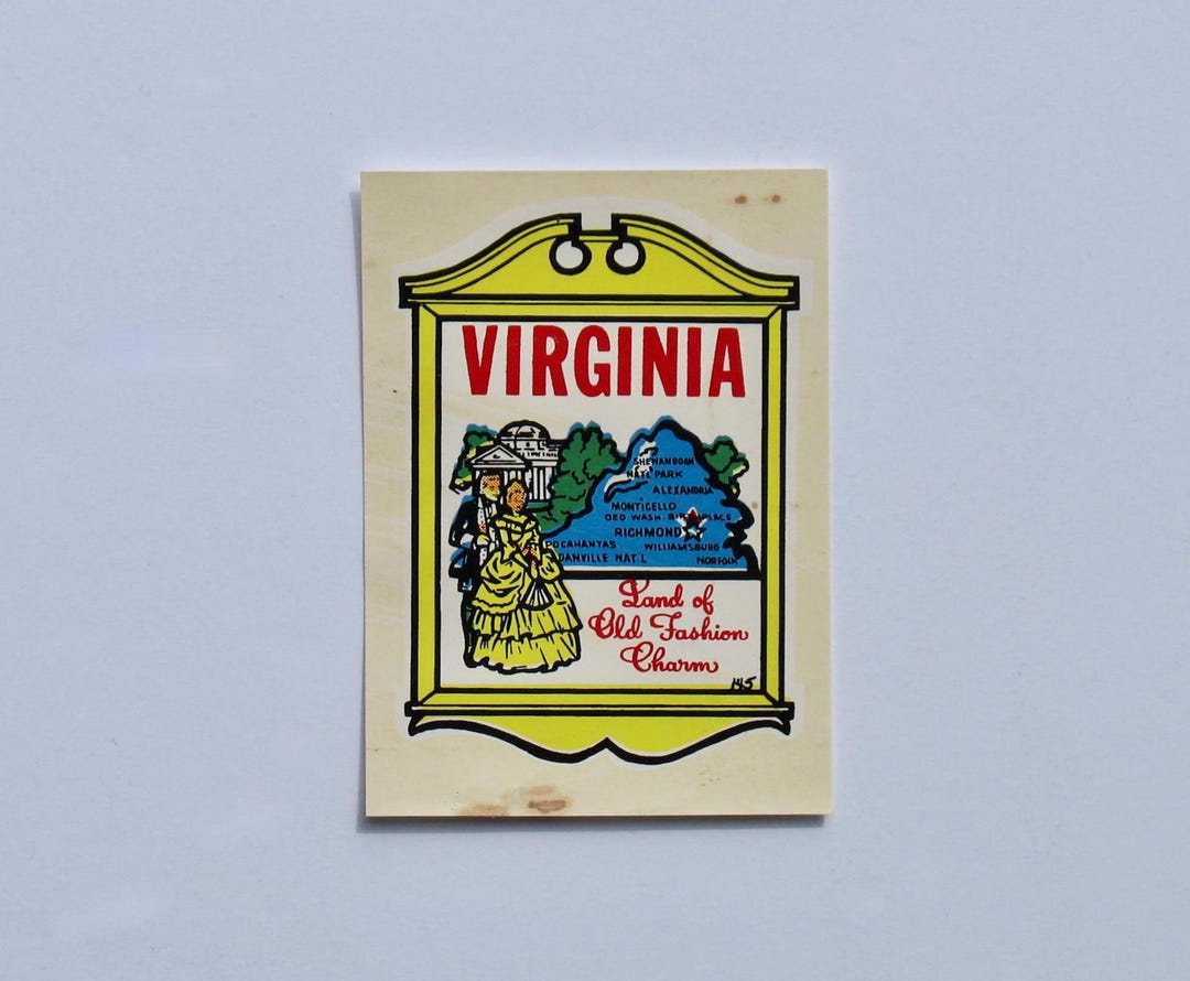 Virginia Decal, Water Slide Sticker, VA Camper Van, RV Travel, Tourist ...
