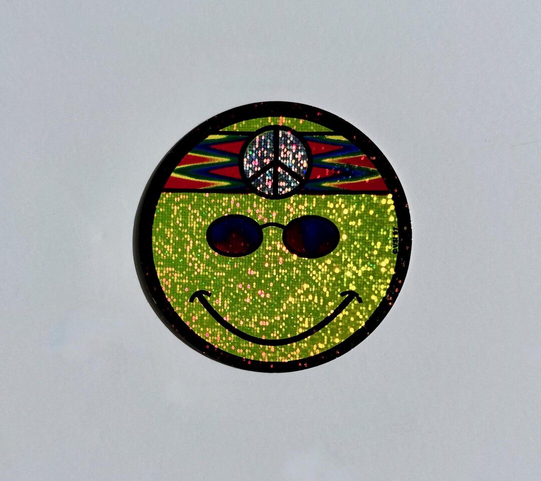 Smiley Face Prism Sticker, Peace Symbol Decal, Hippie Headband, 90s ...