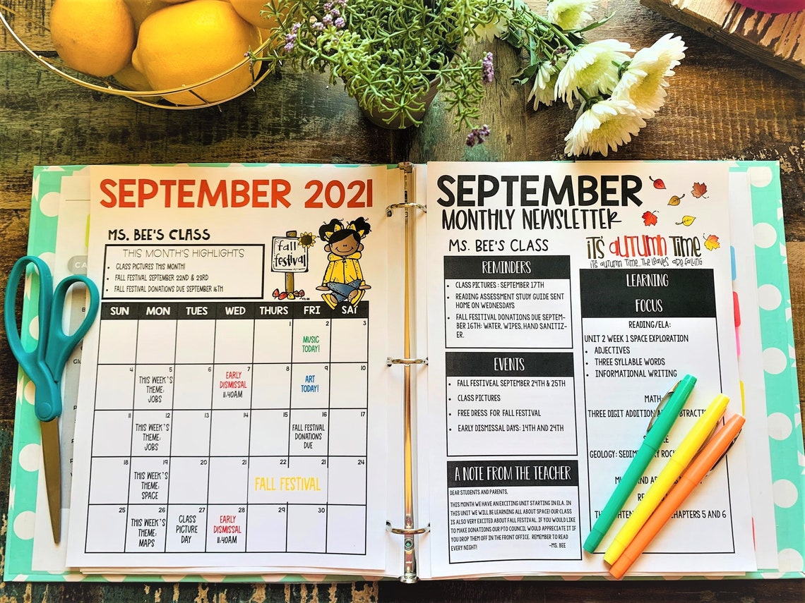 Editable School Calendars & Newsletters: an ENTIRE Year of Themed ...