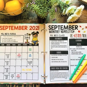 Editable School Calendars & Newsletters: an ENTIRE Year of Themed ...