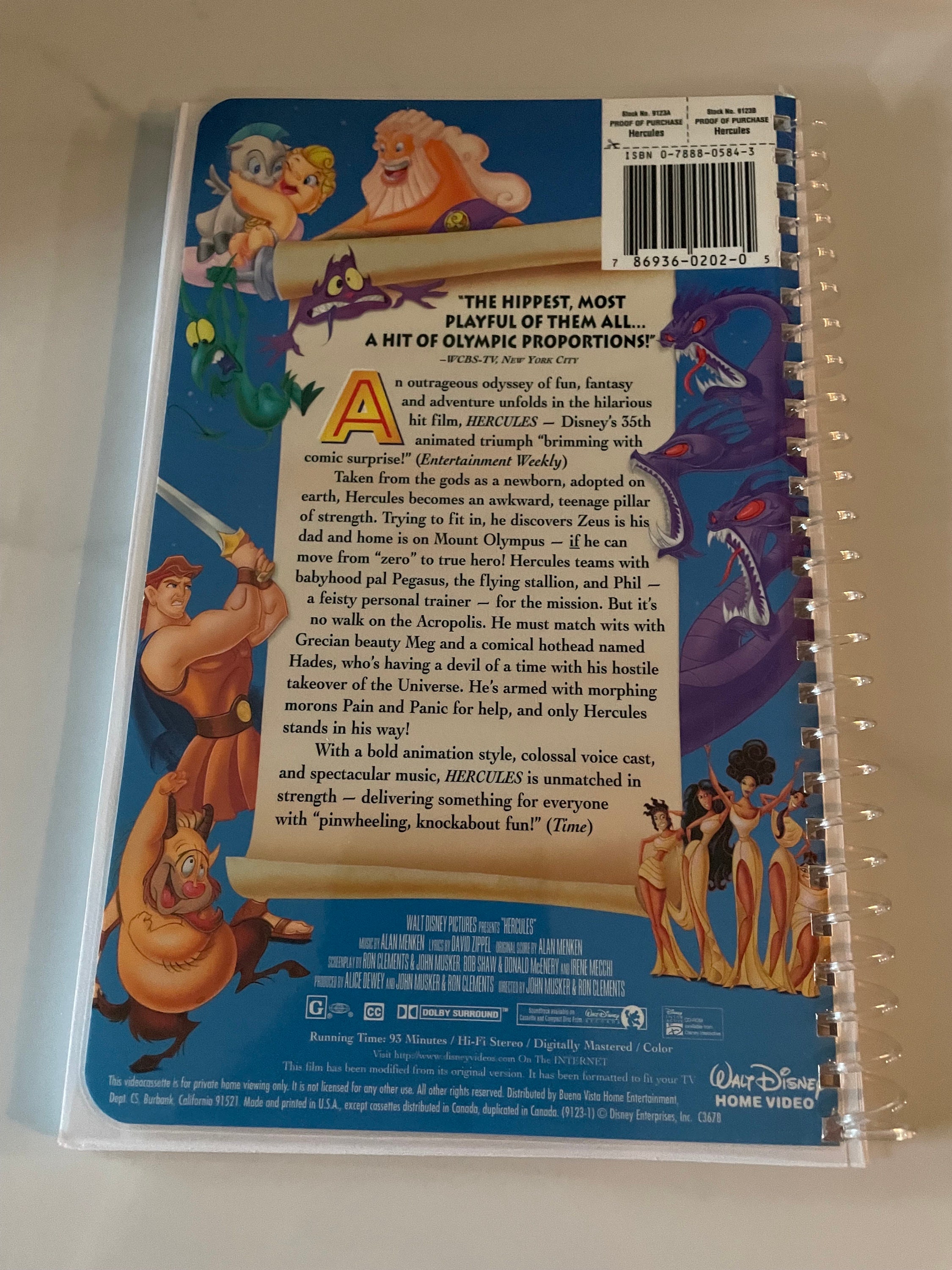 Disneys Hercules Animated 90s VHS Upcycled Spiral Bound Notebook ...