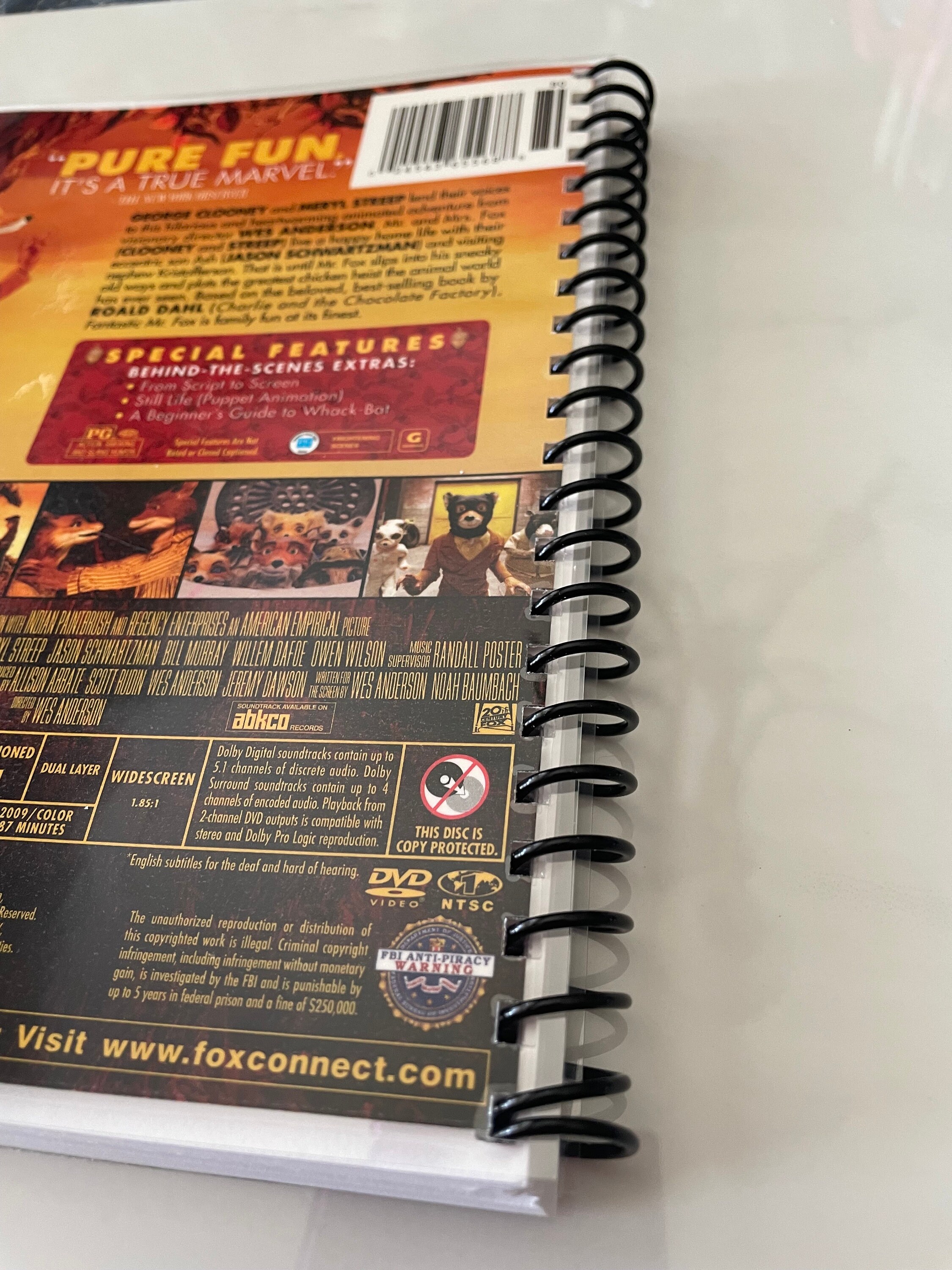 Fantastic Mr Fox Movie DVD Upcycled Spiral Bound Notebook Journal ...