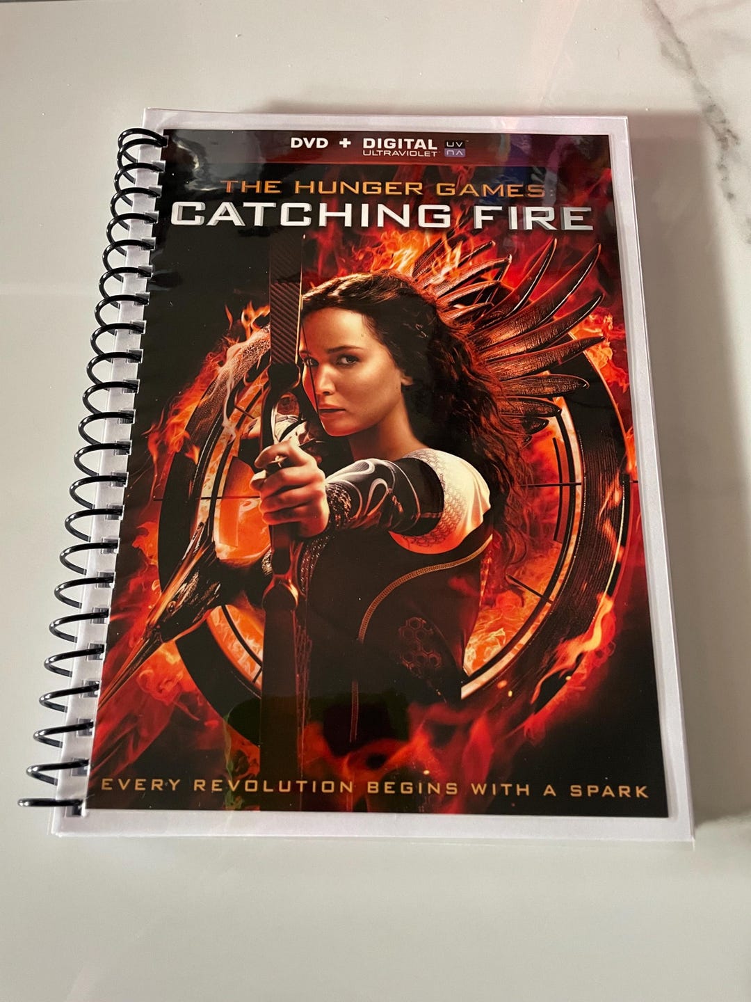 The Hunger Game Catching Fire Movie DVD Upcycled Spiral Bound Notebook ...