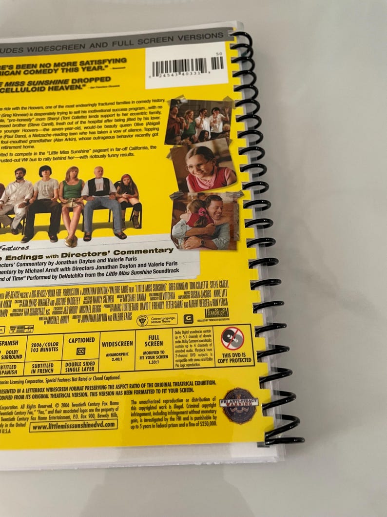 Little Miss Sunshine Movie DVD Upcycled Spiral Bound Notebook Journal ...