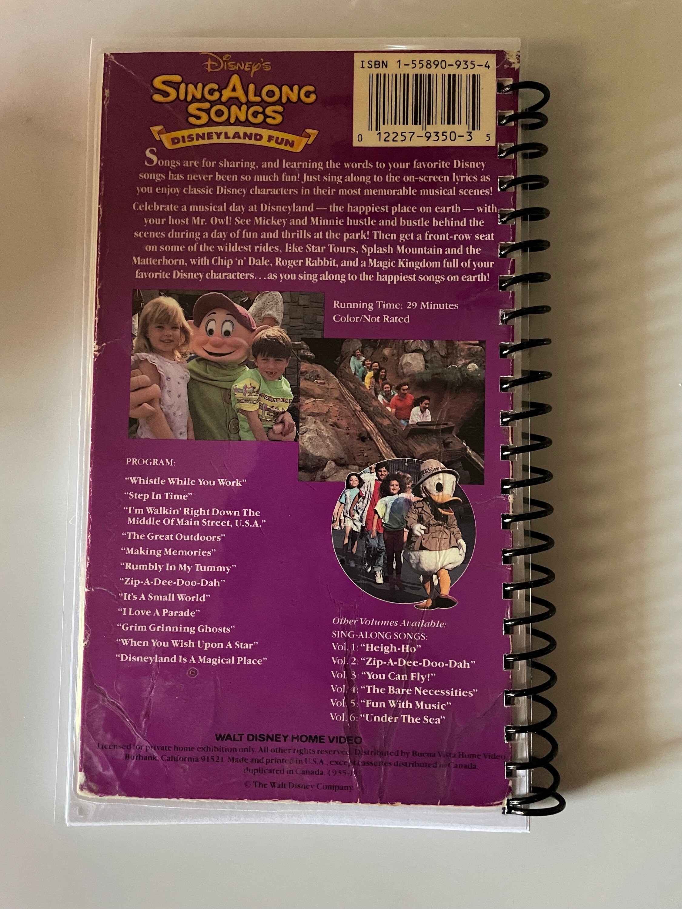 Disney Sing Along Songs Disneyland Fun Movie VHS Upcycled Spiral Bound ...
