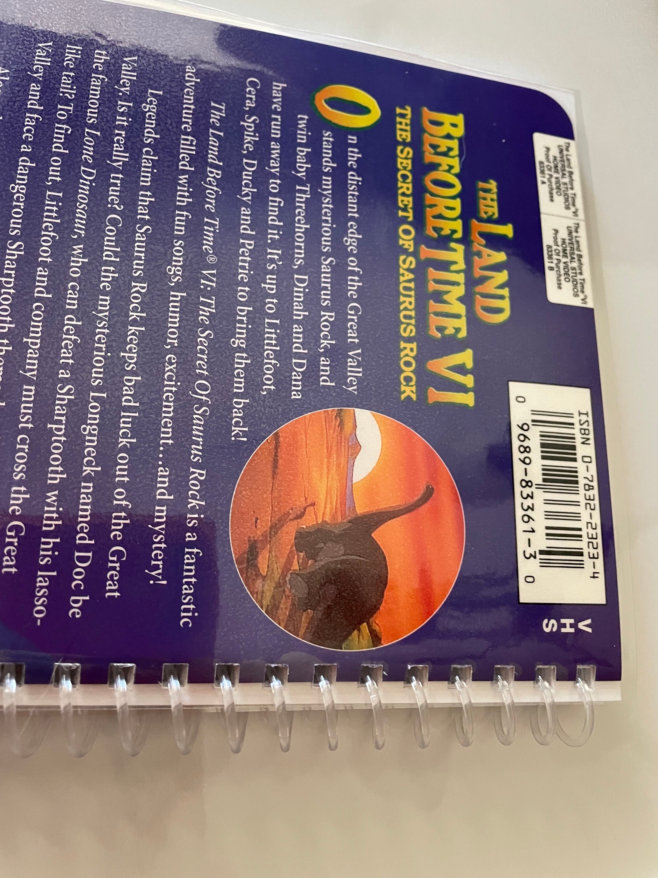 The Land Before Time VI the Secret of Saurus Rock VHS Upcycled Spiral ...