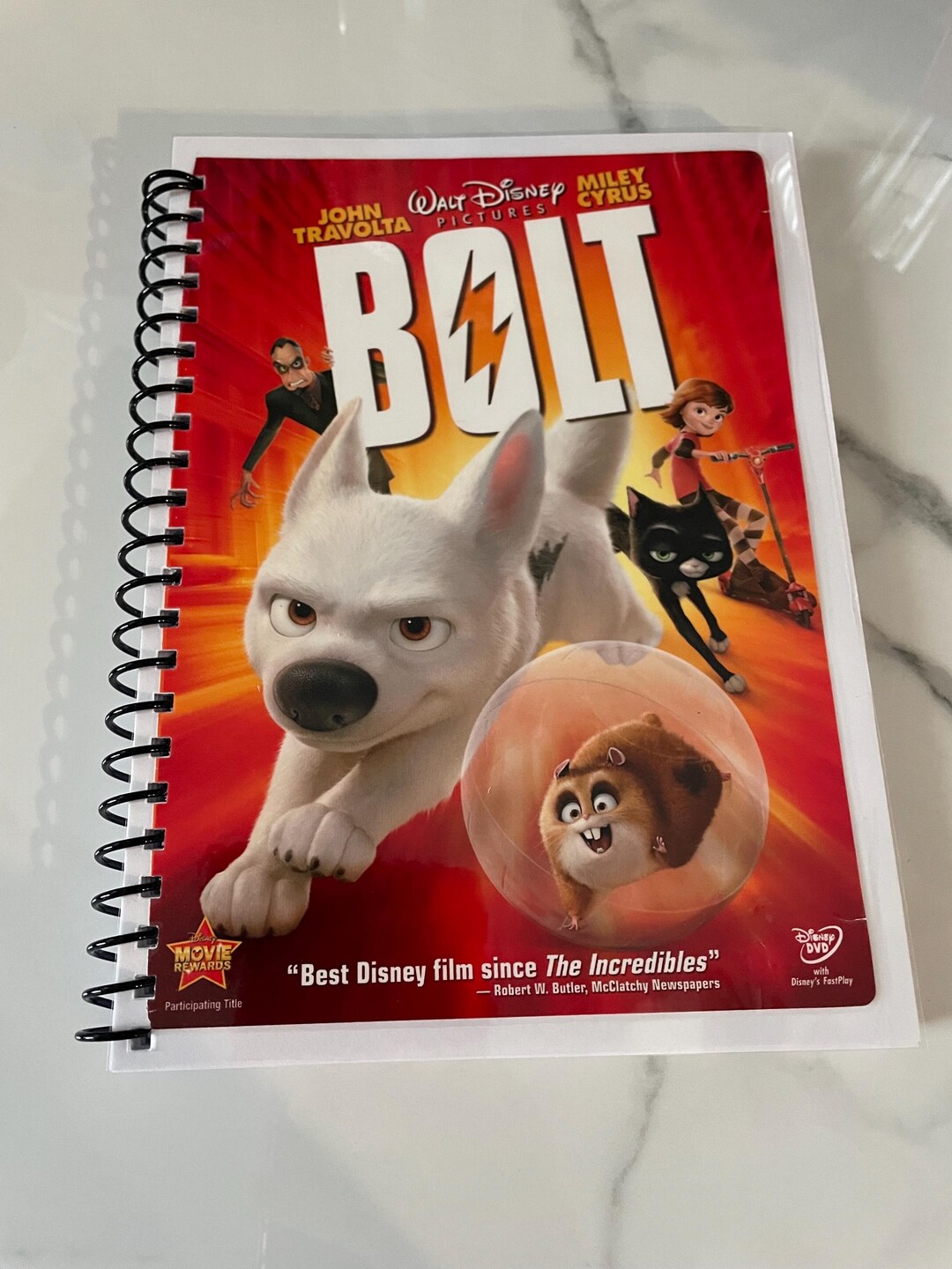 Disney Bolt Movie DVD Upcycled Spiral Bound Notebook Journal Notepad ...