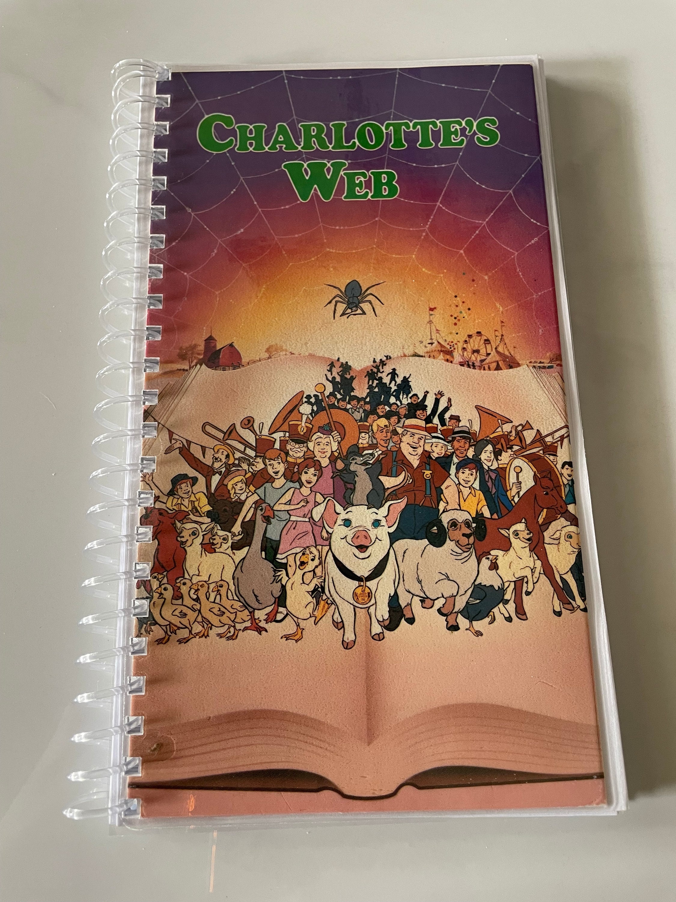 Animated Charlottes Web Movie VHS Upcycled Spiral Bound Notebook ...