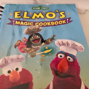 Seasame Street Elmos Magic Cookbook VHS Movie Upcycled Spiral Bound ...