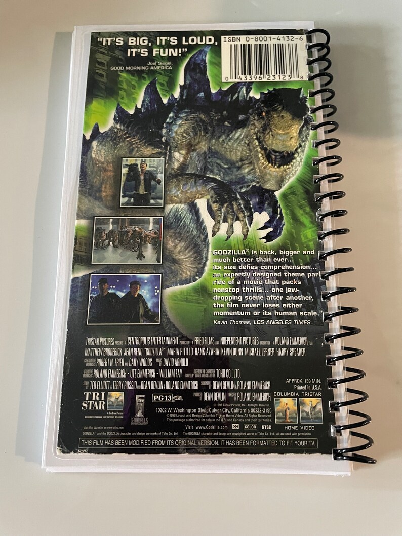 Godzilla 90s Película VHS Upcycled Spiral Bound Notebook Journal ...