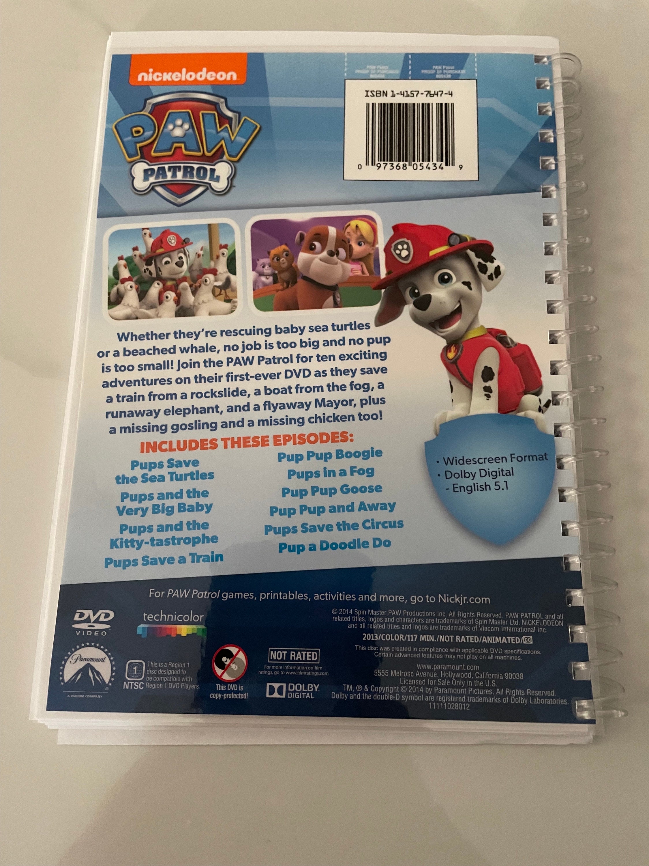 Nickelodeon Paw Patrol DVD Upcycled Spiral Bound Notebook Vintage ...