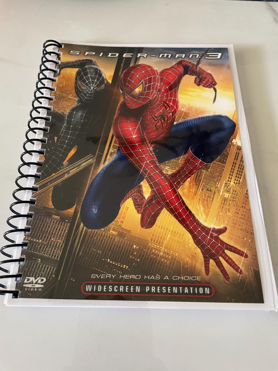 Spiderman 3 Movie Tobey Maguire Kirsten Dunst DVD Upcycled Spiral Bound ...