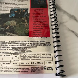 Jurassic Park the Lost World Movie DVD Video Upcycled Spiral Bound Notebook Journal Notepad Gift ...