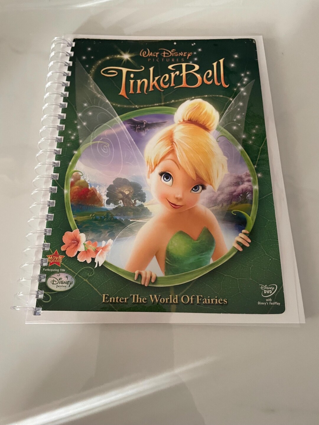 Walt Disneys Tinkerbell Movie 2008 DVD Upcycled Spiral Bound Notebook ...