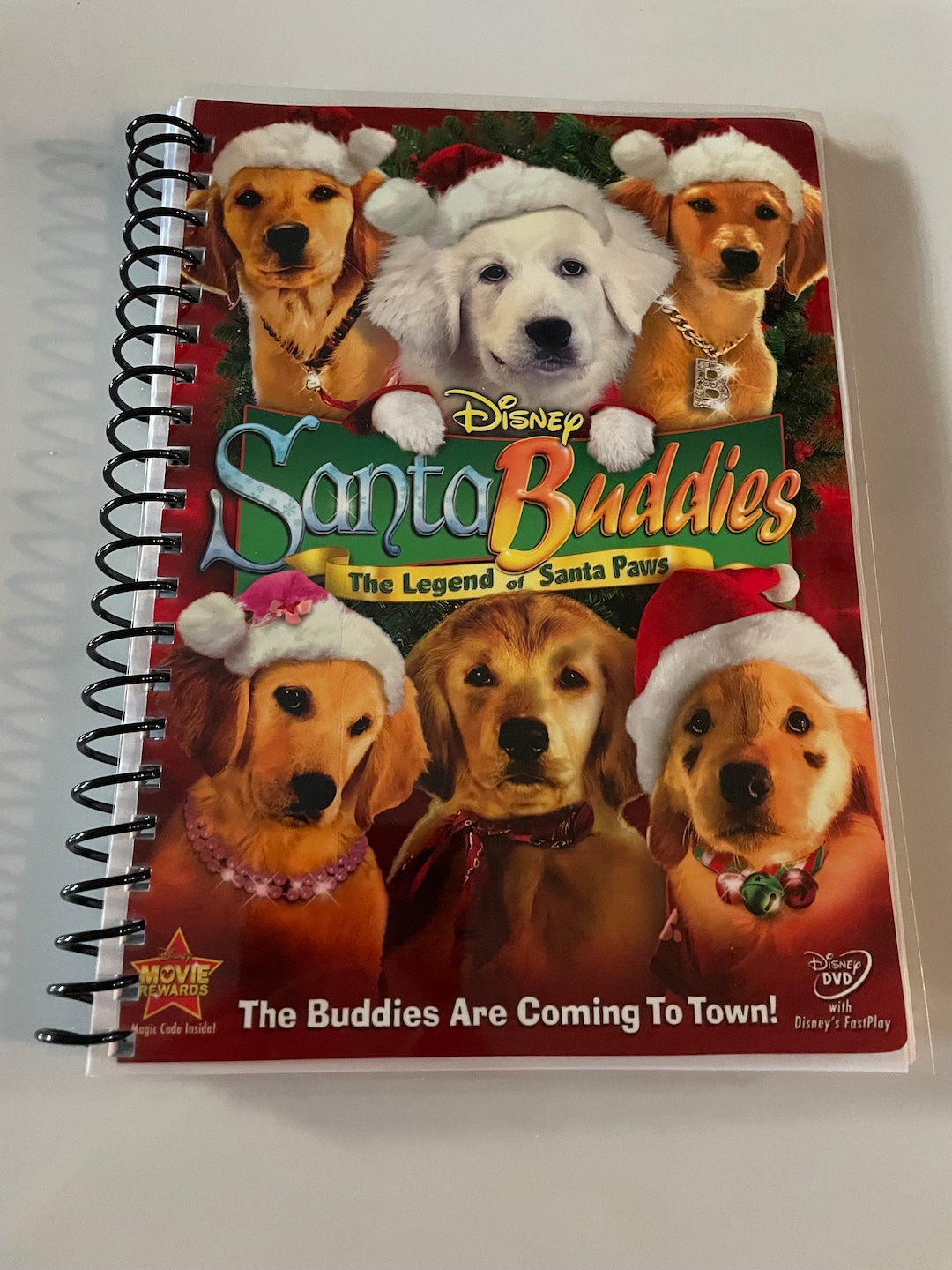 Disney Santa Buddies Movie Santa Paws DVD Upcycled Spiral Bound ...