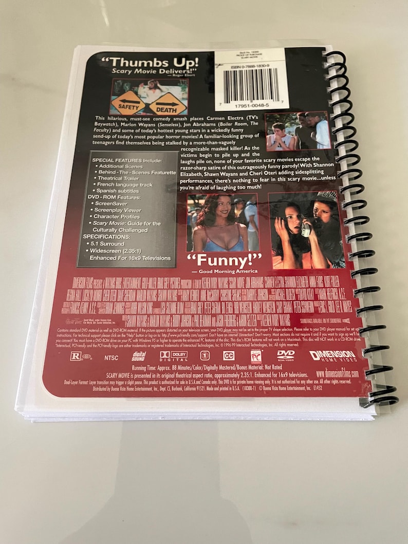 Scary Movie Movie DVD Upcycled Spiral Bound Notebook Journal Vintage ...