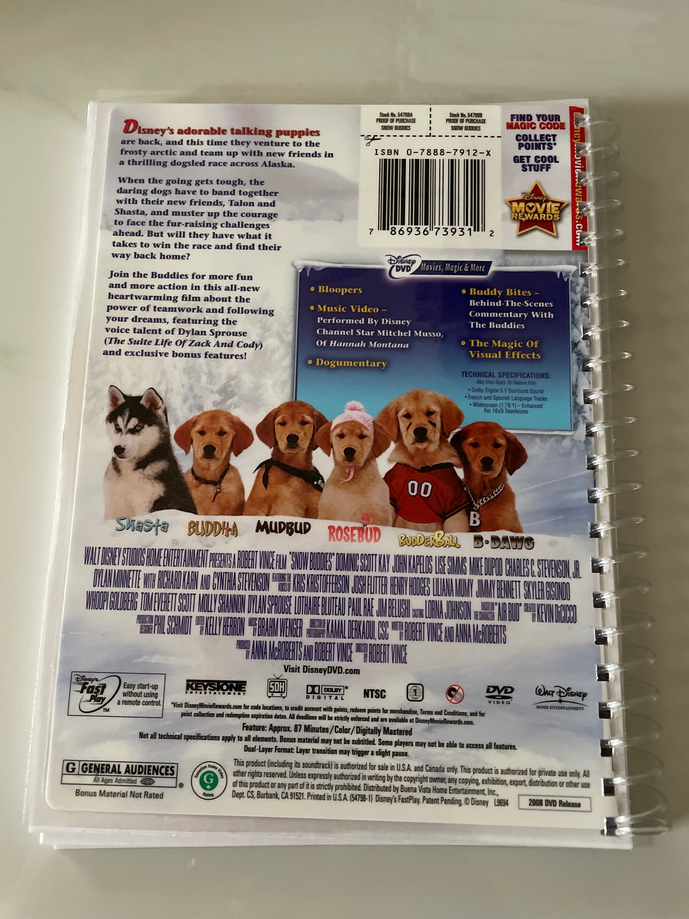 Disneys Snow Buddies Movie DVD Upcycled Spiral Bound Notebook Notepad ...