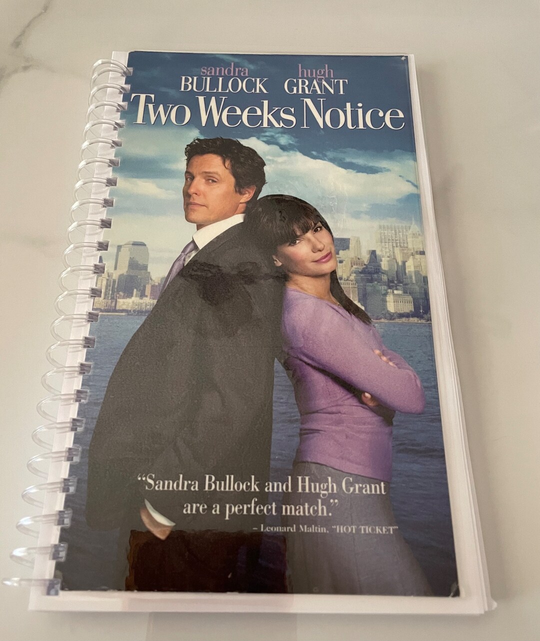 Two Weeks Notice Sandra Bullock Hugh Grant Rom Com VHS Upcycled Spiral ...