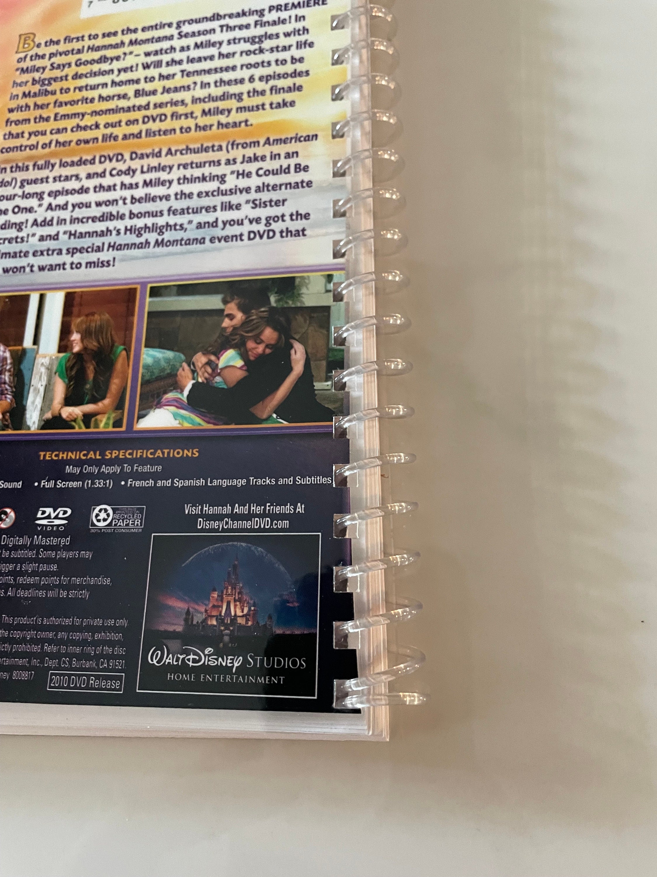 Hannah Montana Miley Says Goodbye Tv Show Dvd Upcycled Spiral Bound