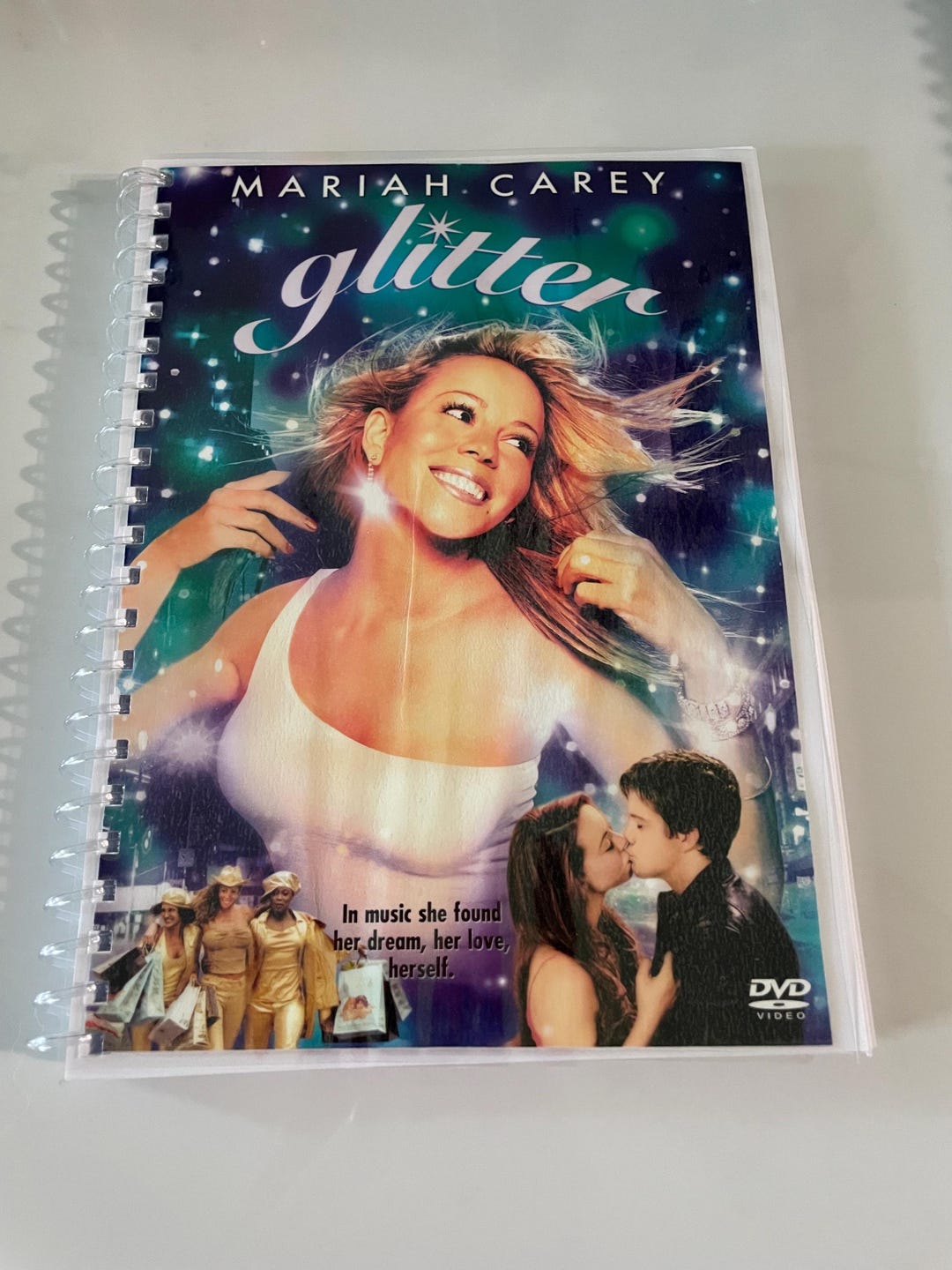 Glitter Movie DVD Upcycled Spiral Bound Notebook Journal Notepad ...
