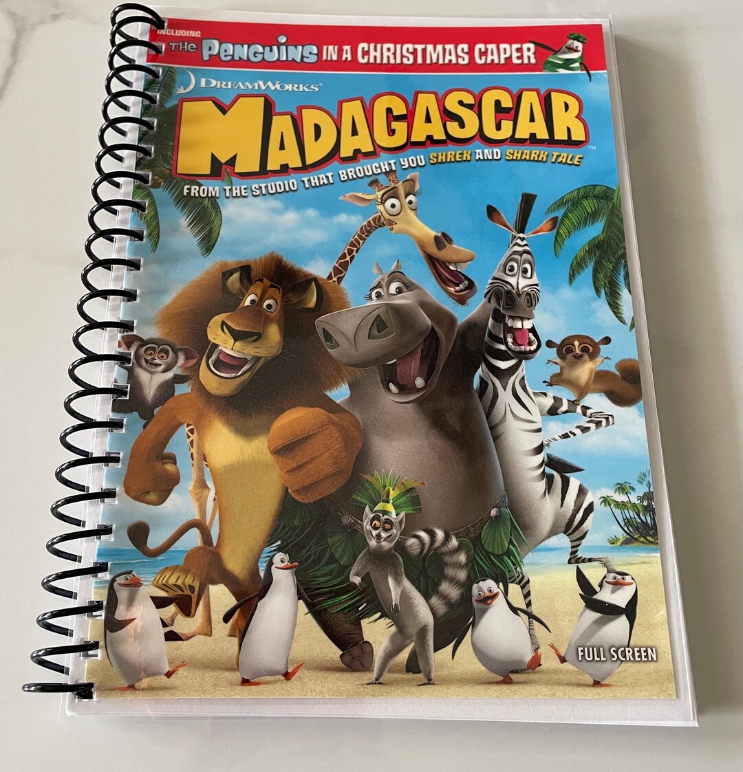 Madagascar Animated Movie DVD Upcycled Spiral Bound Notebook Journal ...