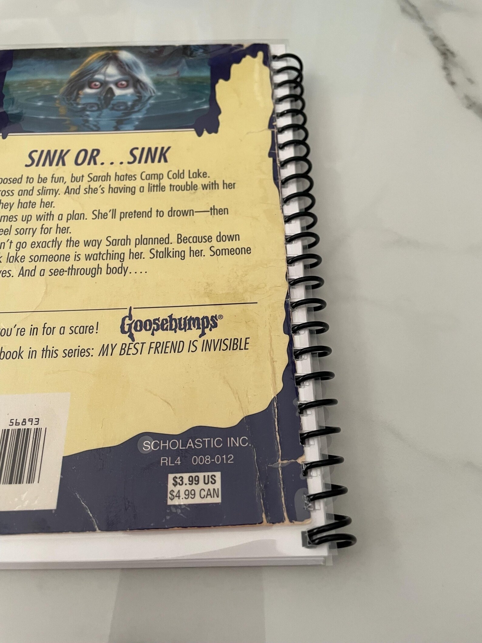 RL Stine Goosebumps the Curse of Camp Cold Lake Book Upcycled Spiral ...