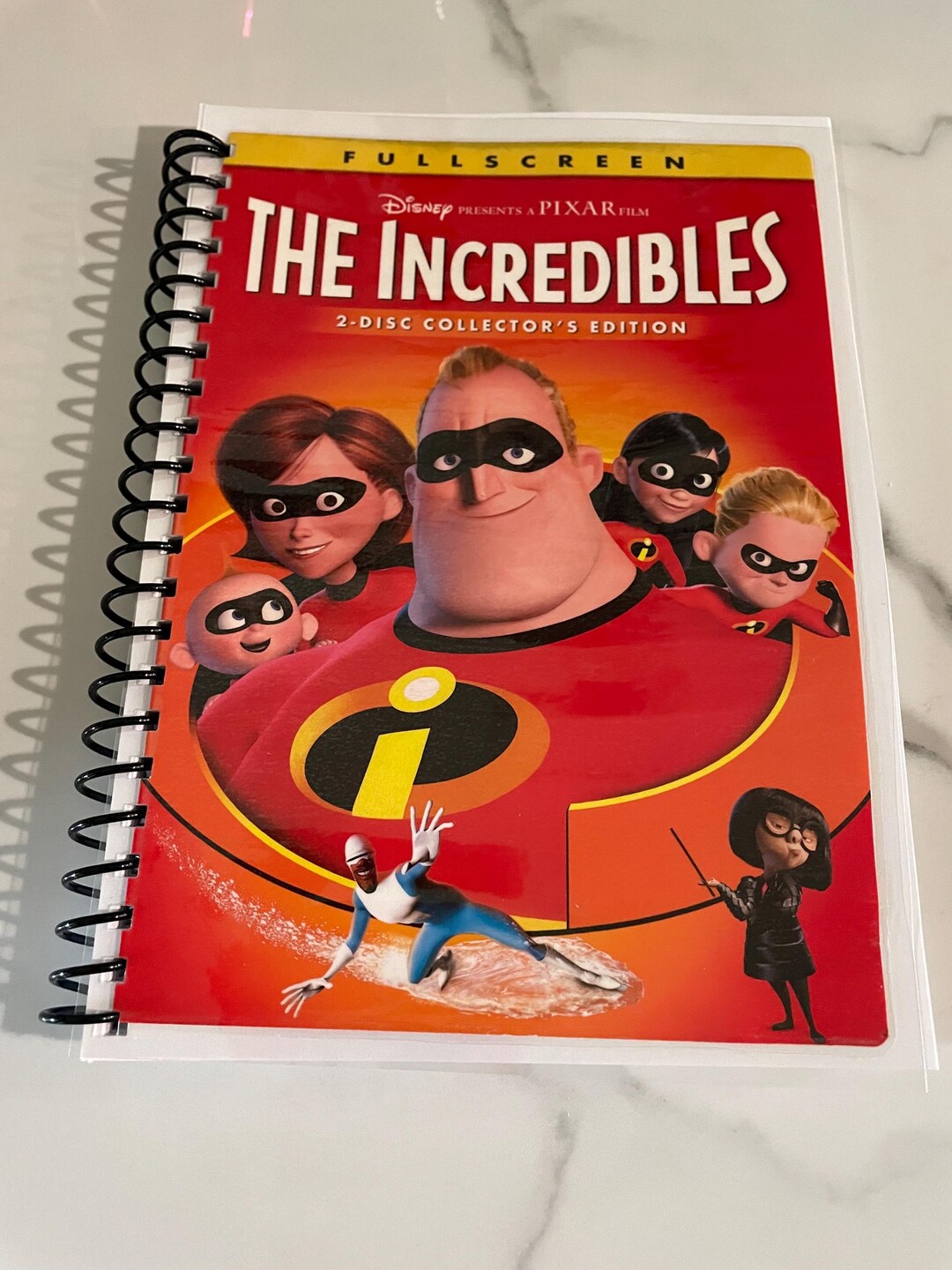 Disney Pixar the Incredibles Movie DVD Upcycled Spiral Bound Notebook ...