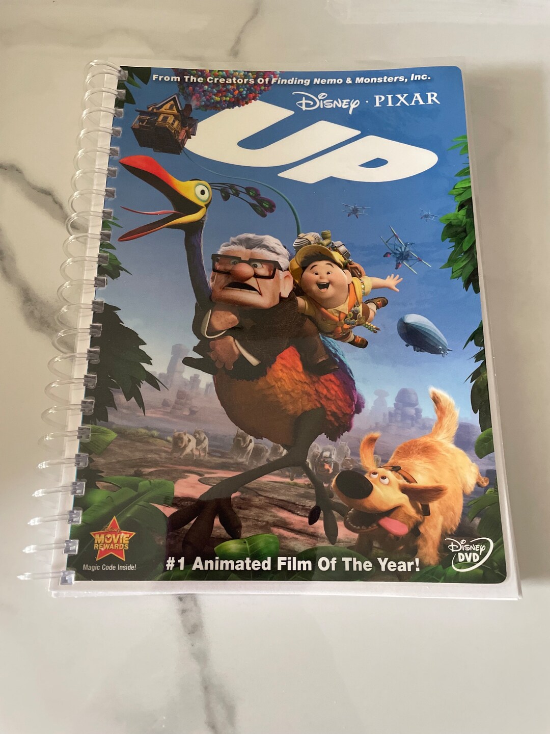 Walt Disney up Movie DVD Upcycled Spiral Bound Notebook Journal Vintage ...