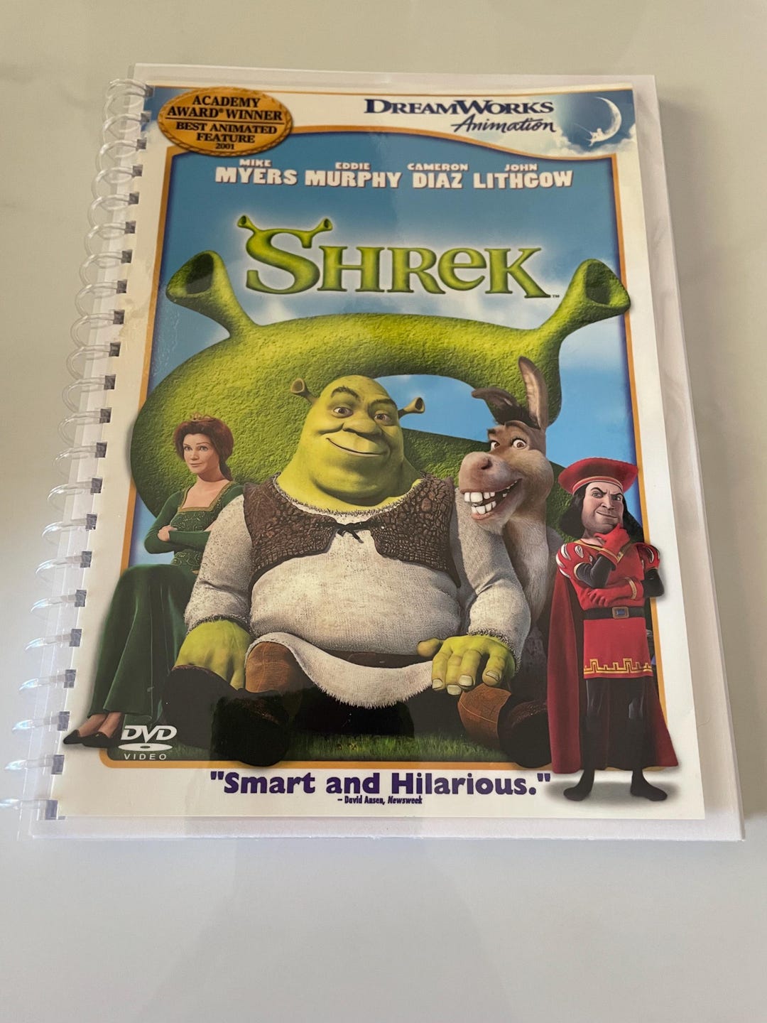 Shrek Movie DVD Upcycled Spiral Bound Notebook Journal Vintage Gift ...