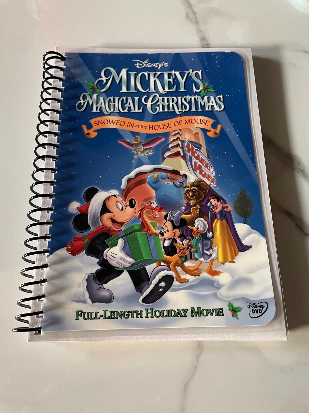 Disneys Mickeys Magical Christmas Movie DVD Upcycled Spiral Bound ...