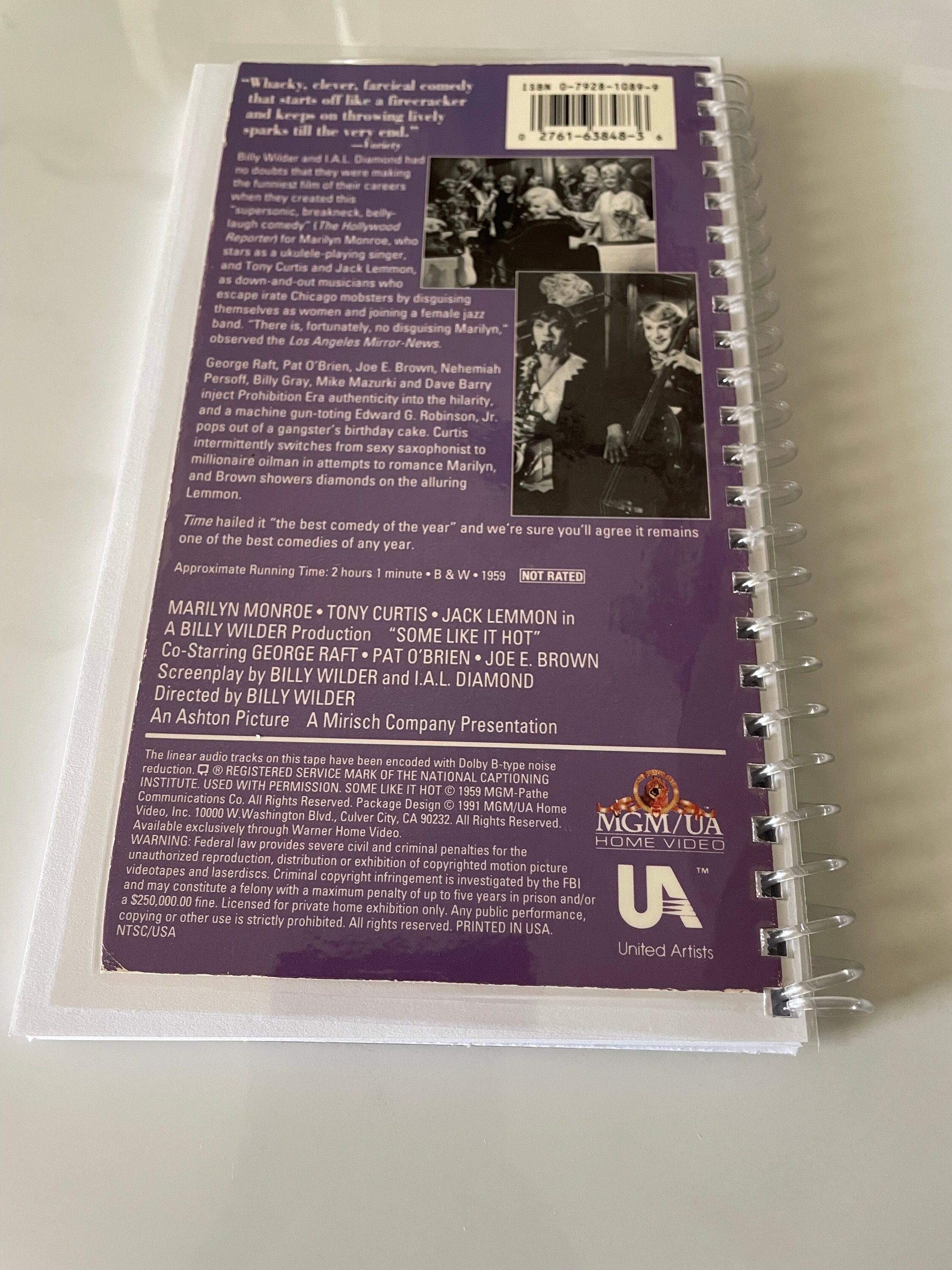 Some Like It Hot Movie VHS Upcycled Spiral Bound Notebook Journal ...