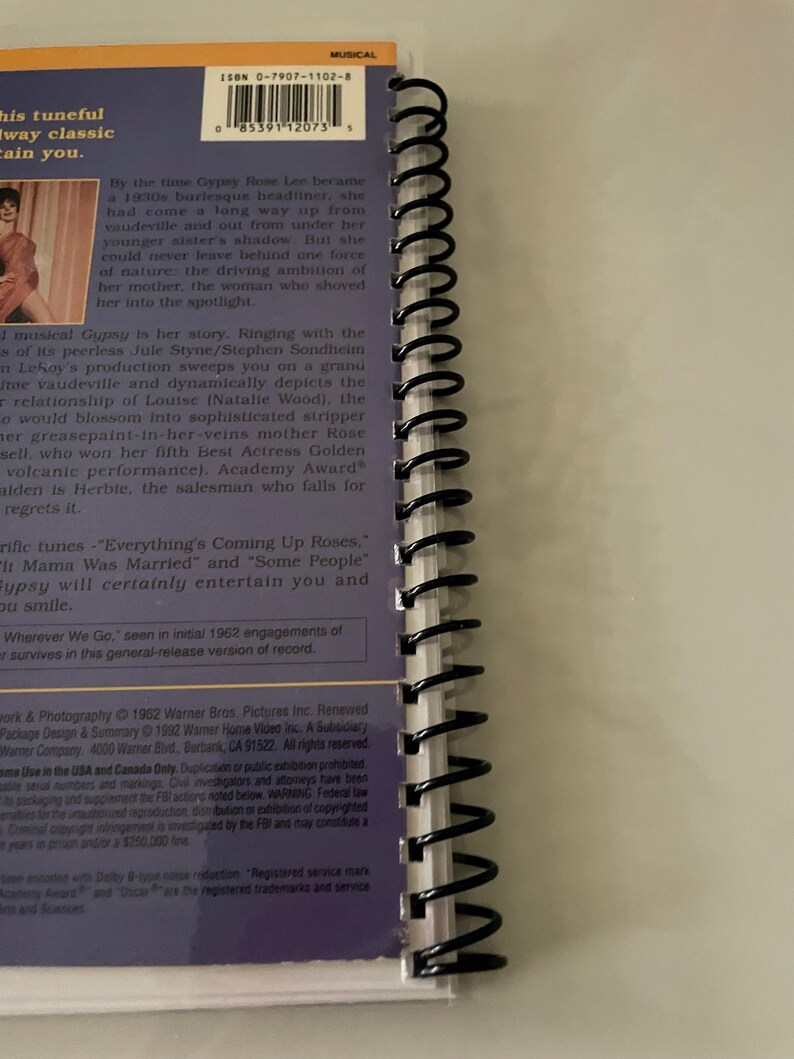 Gypsy Musical Movie VHS Upcycled Spiral Bound Notebook Journal Notepad ...