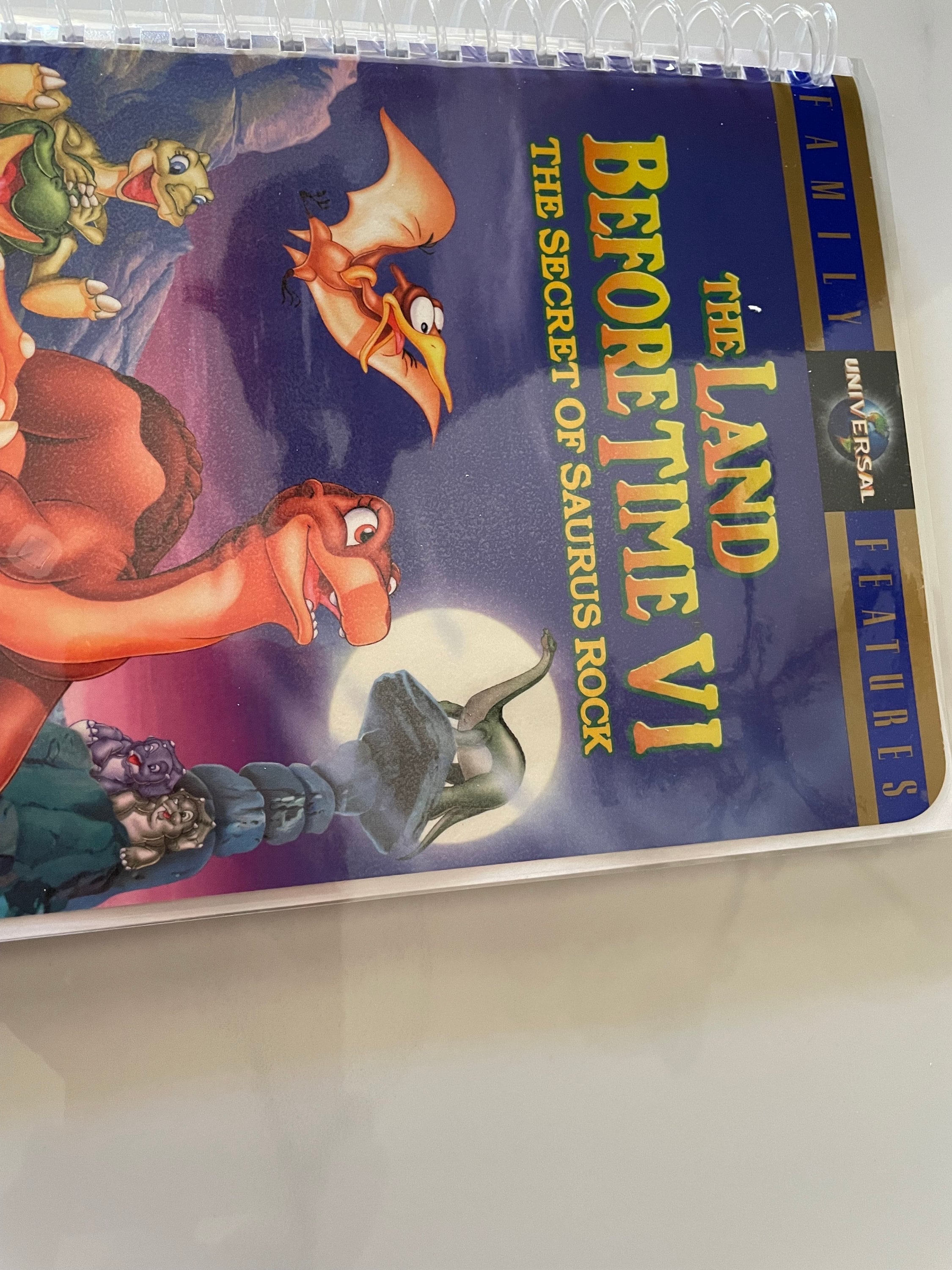 The Land Before Time VI the Secret of Saurus Rock VHS Upcycled Spiral Bound Notebook Journal ...