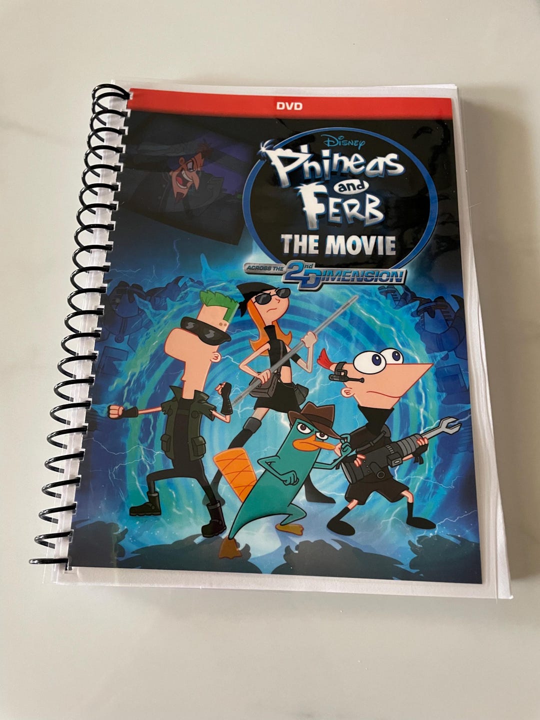 Disney Channel Phineas and Ferb the Movie Across the 2nd Dimension TV Show DVD Upcycled Spiral ...