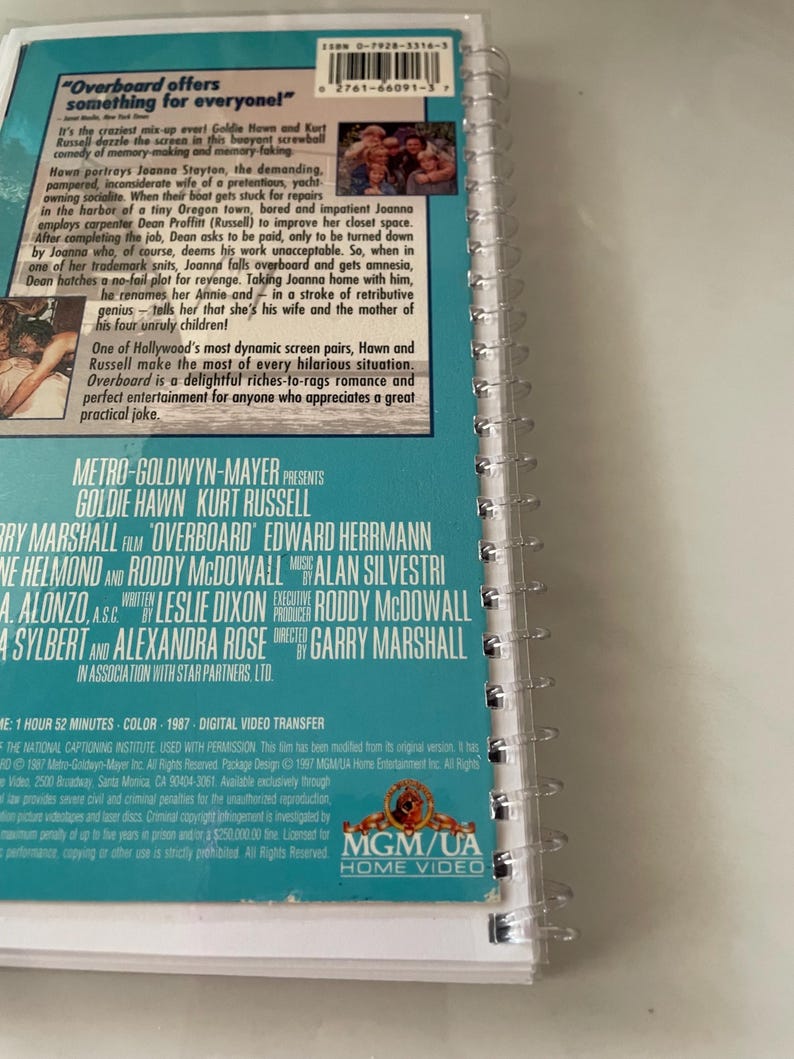 Overboard Movie 80s VHS Video Upcycled Spiral Bound Notebook Notepad ...