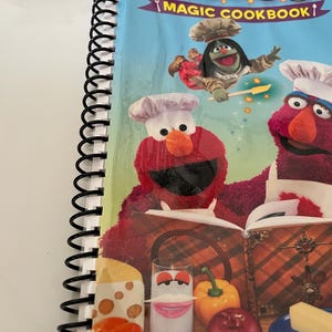 Seasame Street Elmos Magic Cookbook VHS Movie Upcycled Spiral Bound ...