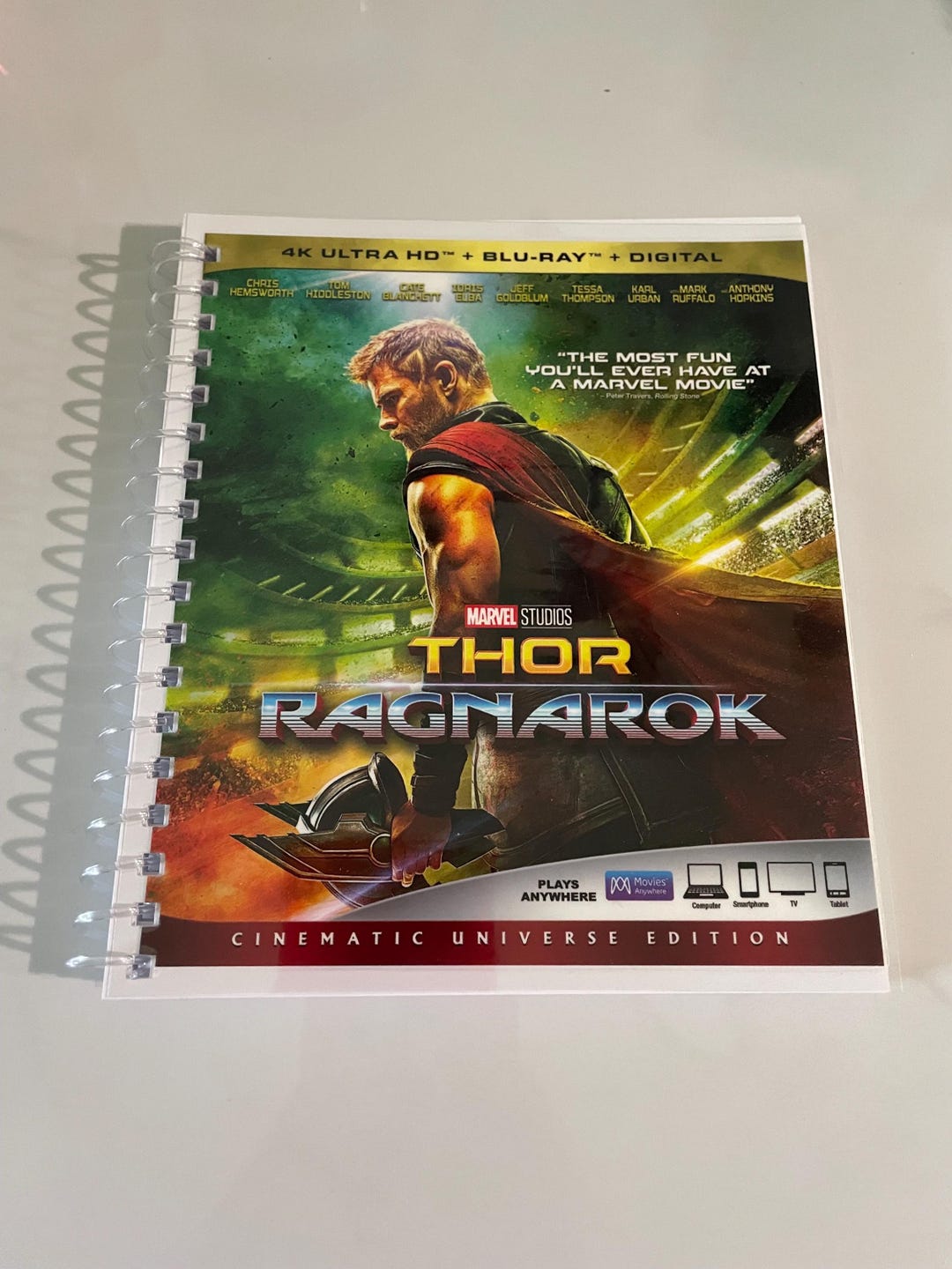 Thor Ragnarok Movie Blu Ray DVD Video Upcycled Spiral Bound Notebook ...