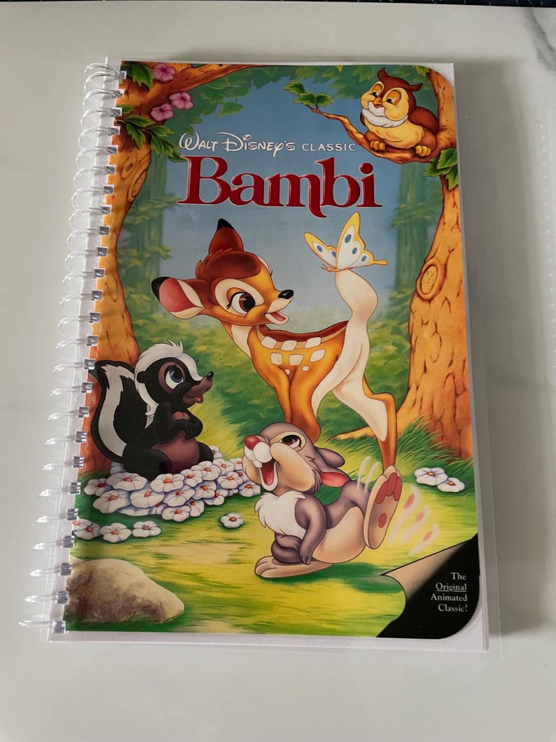 Disneys Bambi Classic Animated Movie VHS Upcycled Spiral Bound Notebook ...