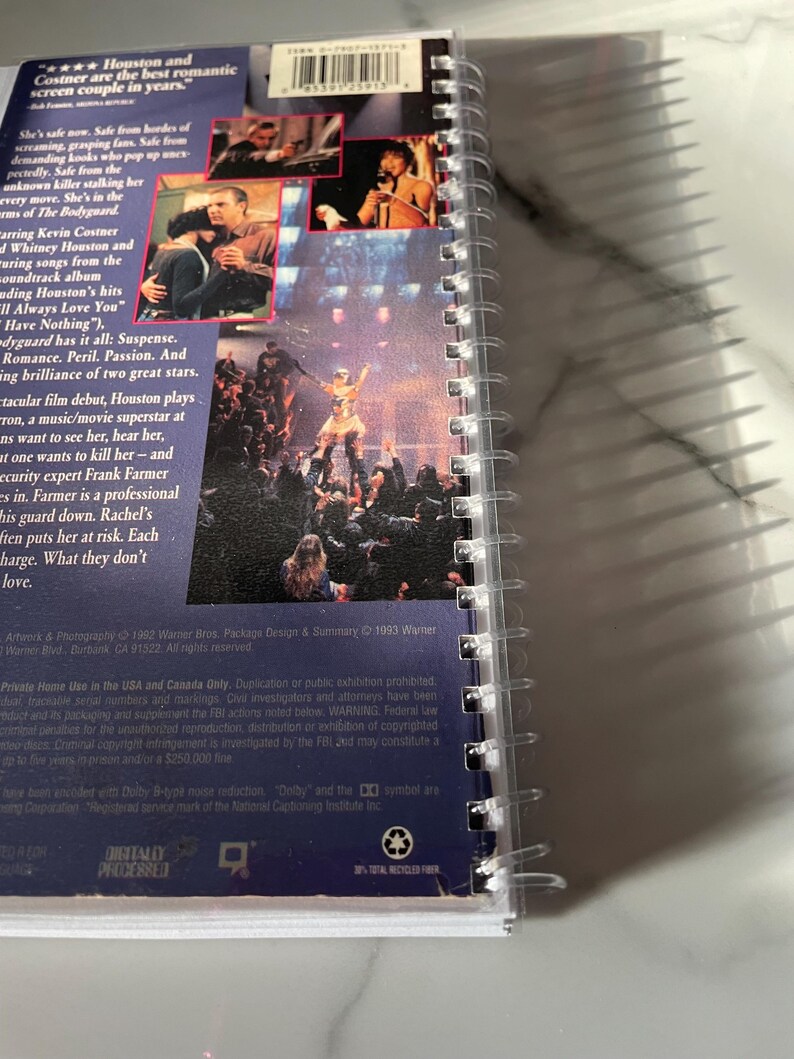 The Bodyguard 90s Movie VHS Video Upcycled Spiral Bound Notebook ...