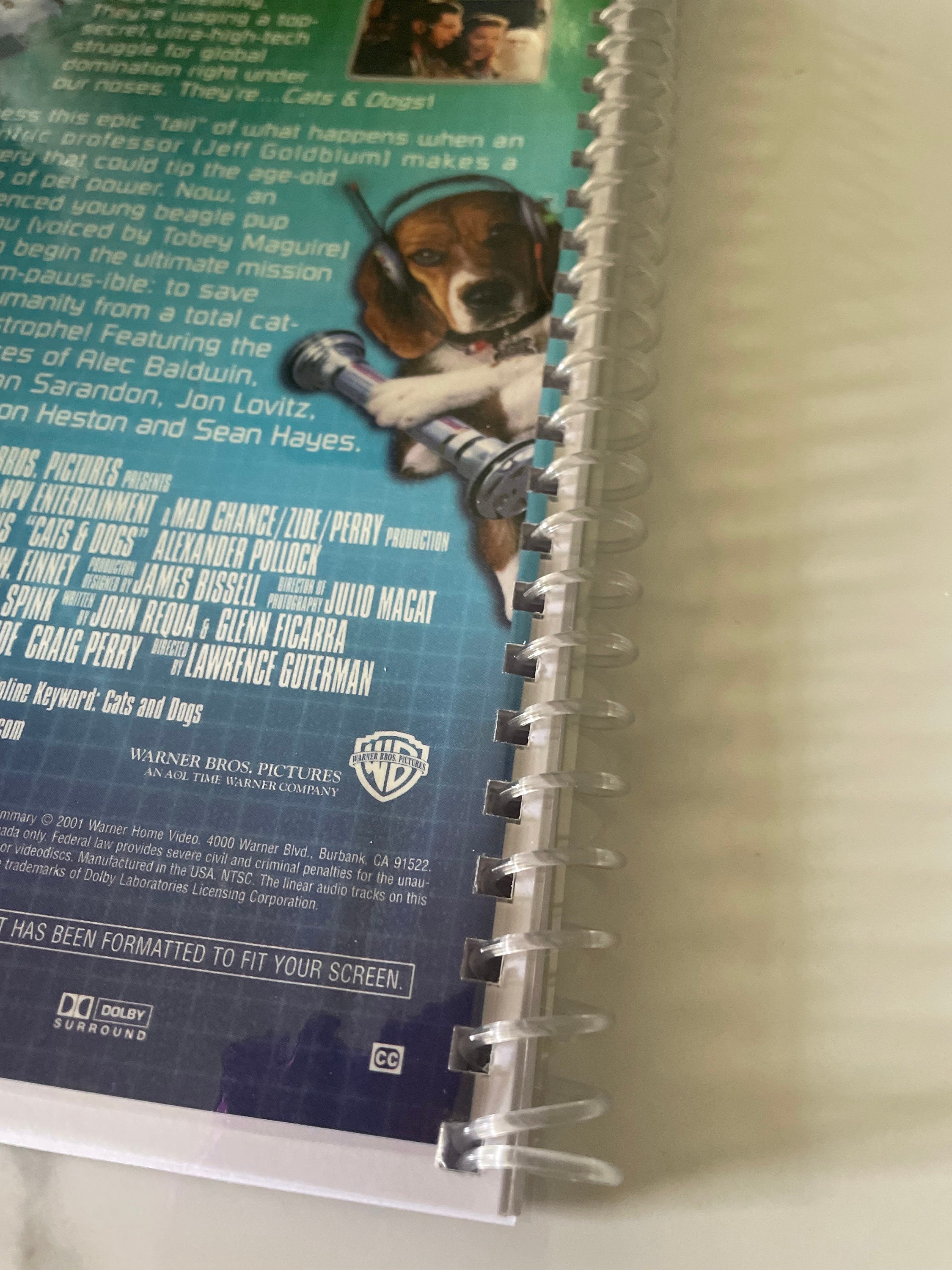 Cats & Dogs Movie VHS Upcycled Spiral Bound Notebook Journal Vintage ...