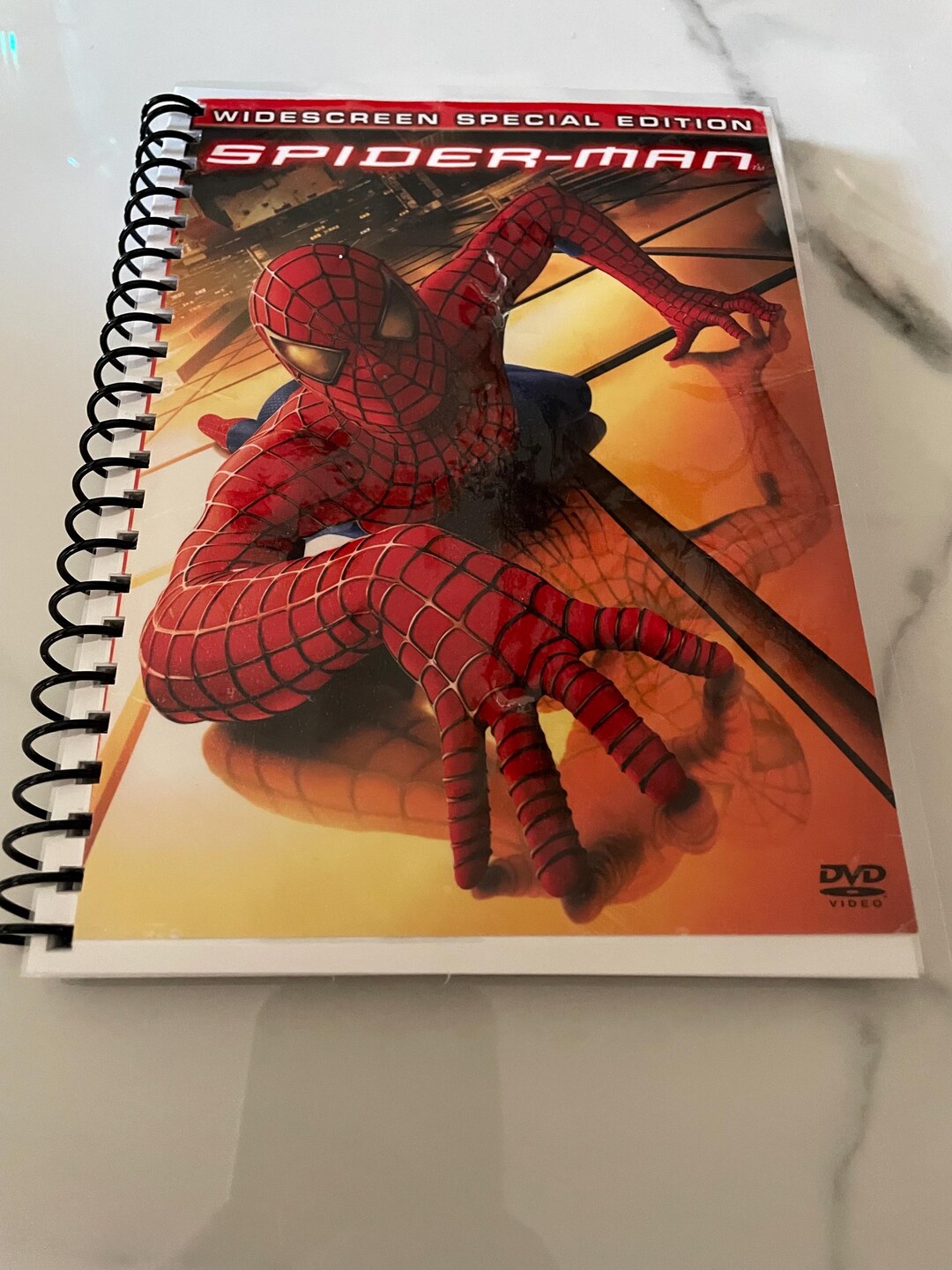Spiderman Movie 2002 DVD Upcycled Spiral Bound Notebook Vintage Kirsten ...