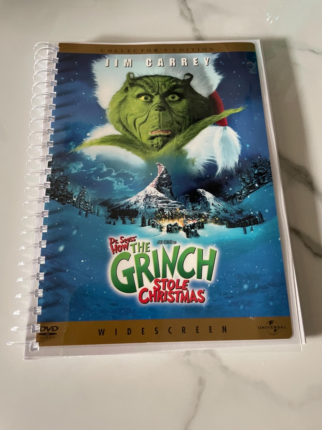 Dr Seuss How the Grinch Stole Christmas Movie DVD Upcycled Spiral Bound ...