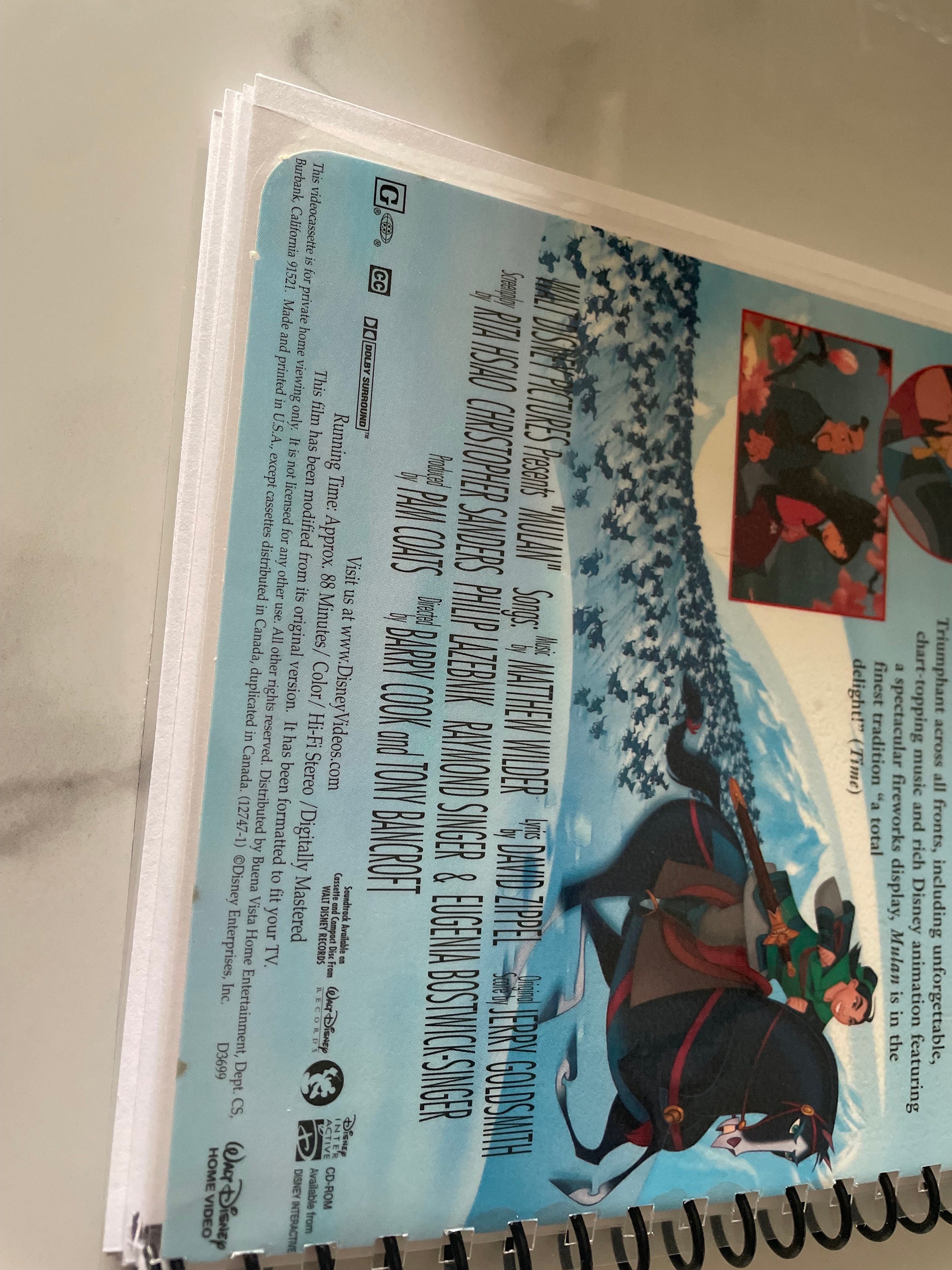 Disneys Mulan Animated 90s VHS Upcycled Spiral Bound Notebook Vintage ...