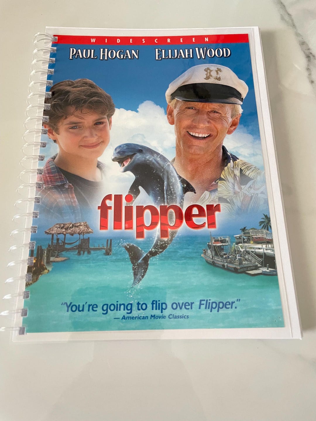 Flipper Movie DVD Upcycled Spiral Bound Notebook Journal Notepad Unique ...