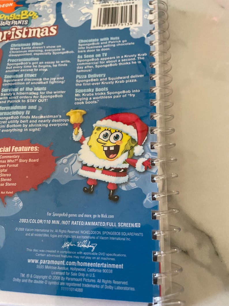 Spongebob Squarepants Christmas TV Show DVD Upcycled Spiral Bound ...