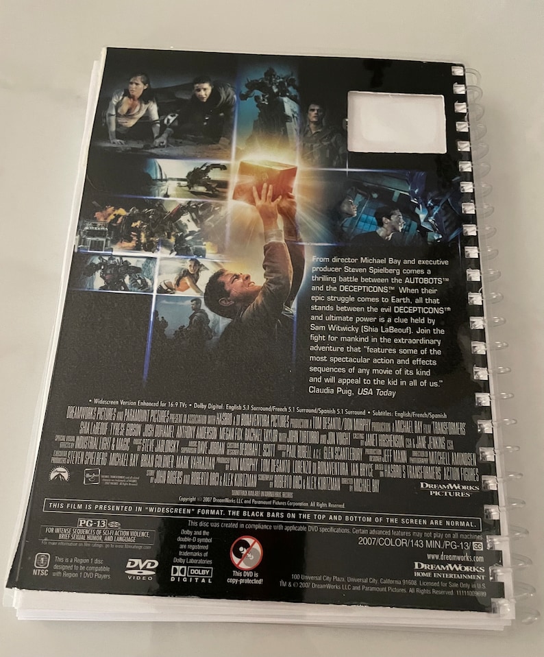 Transformers 2007 DVD Movie VHS Action Upcycled Spiral Bound Notebook ...