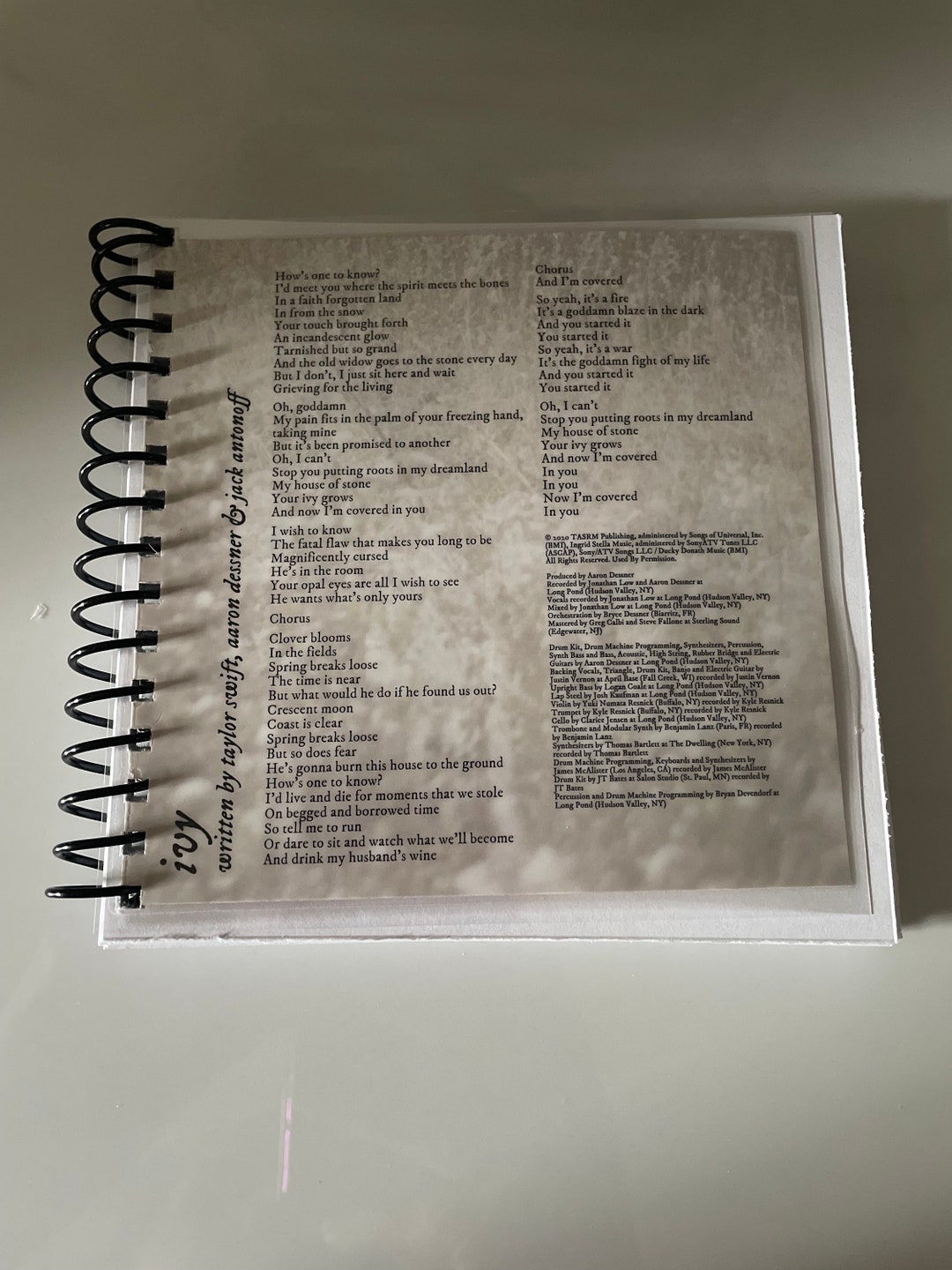 Taylor Swift Evermore CD Album Upcycled Spiral Bound Reversible ...