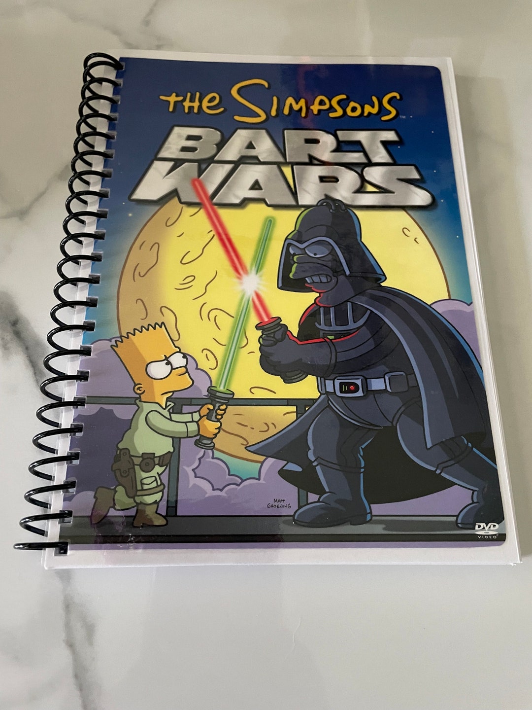 The Simpsons Bart Wars Movie DVD Upcycled Spiral Bound Notebook Journal ...
