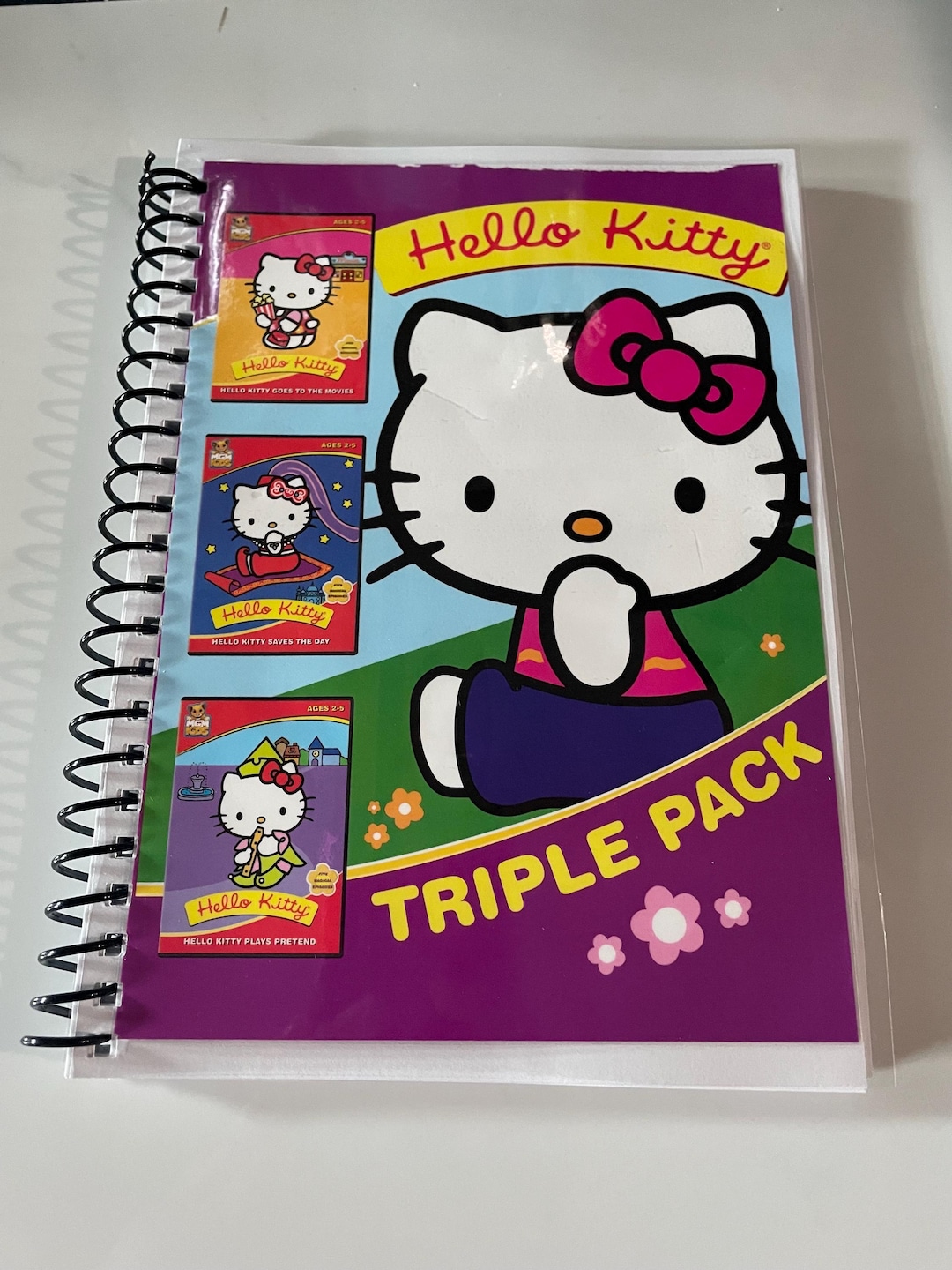 Hello Kitty Triple Pack Movie DVD Upcycled Spiral Bound Notebook ...